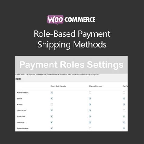 Woocommerce Role Based Payment Shipping Methods Wppnt