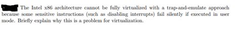 Solved The Intel X86 Architecture Cannot Be Fully