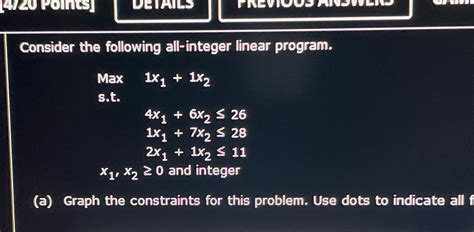 Solved Consider The Following All Integer Linear