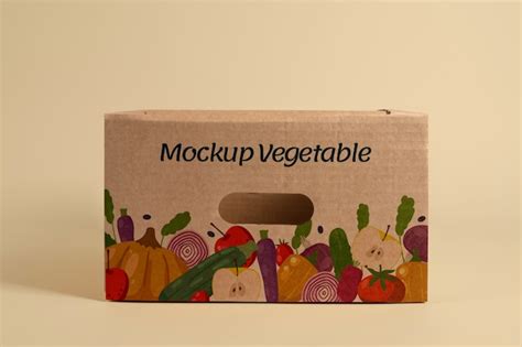 야채 판지 상자 모형 프리미엄 Psd 파일