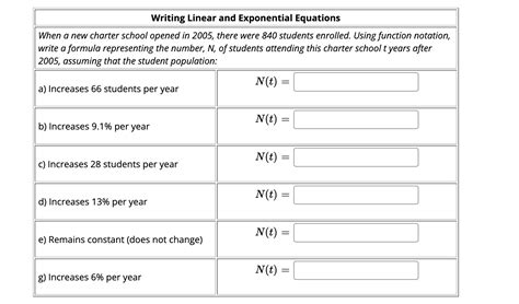 Solved Writing Linear And Exponential Equations When A New