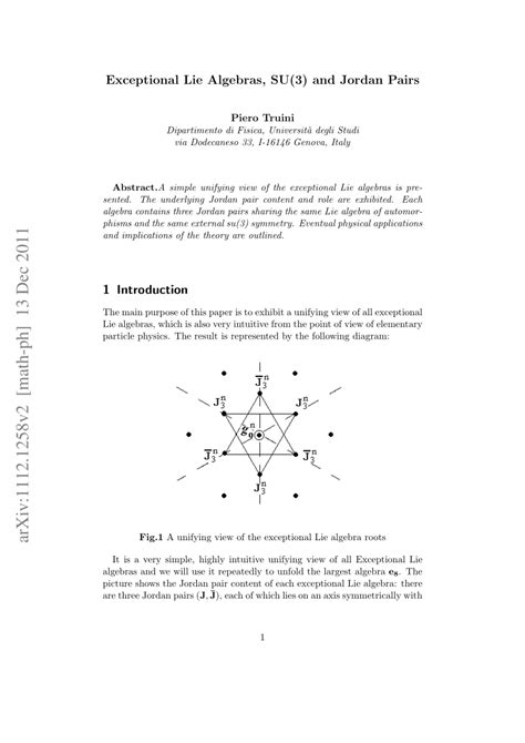 Pdf Exceptional Lie Algebras Su3 And Jordan Pairs