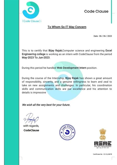 Bijay Rajak On Linkedin Code Clause Internship Certificate