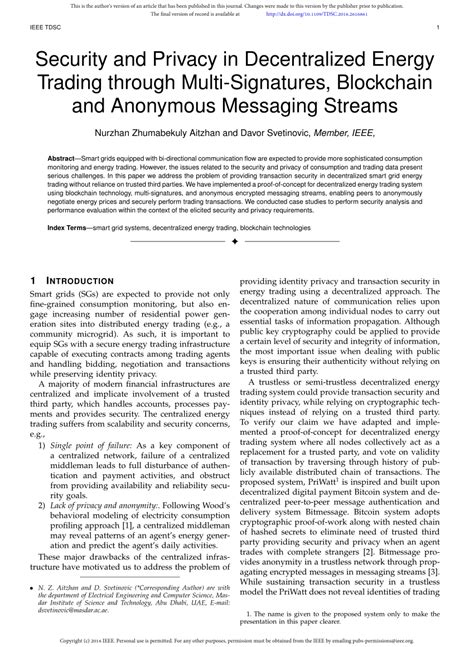 Pdf Security And Privacy In Decentralized Energy Trading Through