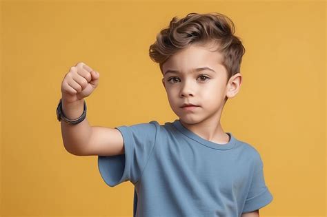 Premium Photo Cute Stylish Boy Arm Shoulder Raise Dont Know Question