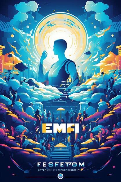 Premium Ai Image Poster Design Of Edm Festival Sea Of People Jumping