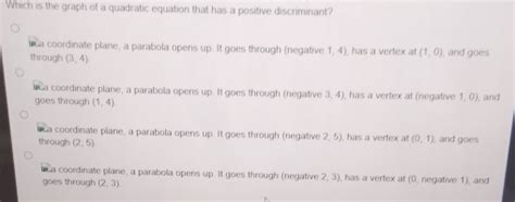 Solved Which Is The Graph Of A Quadratic Equation That Has A Positive
