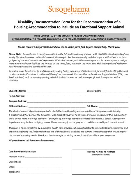 Fillable Online Disability Documentation Form For The Recommendation Of