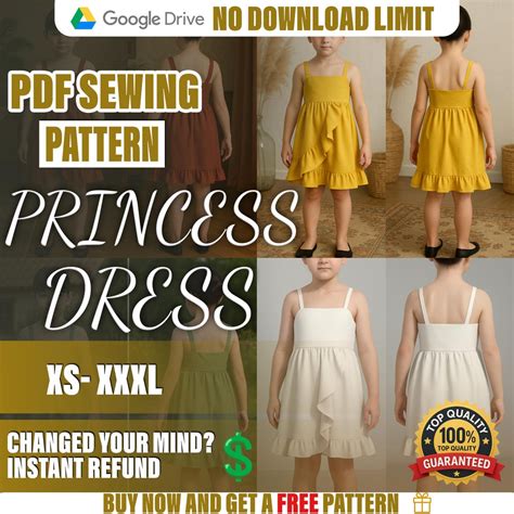 Pdf Princess Dress Sewing Pattern Beginner Sewing Pattern A4 A0