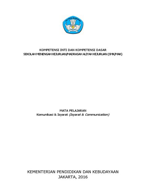Ki Kd Komunikasi And Isyarat Versi 020216 Pdf