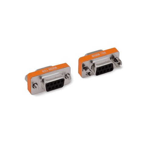 1in Null Modem Adapter Db9 Female To Db9 Female Slimline Silver