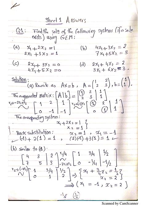 SOLUTION Linear Algebra Worksheet Soln Studypool