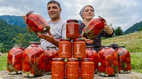 Delicious Homemade Canned Tomatoes! | Azerbaijan, mountain, tomato ...