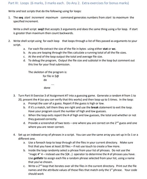 Part Iii Loops 6 Marks 3 Marks Each Do Any 2