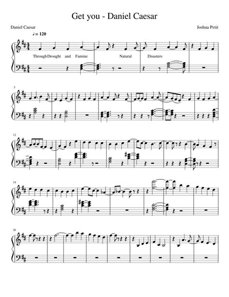 Get You Daniel Caesar Sheet Music For Piano Download Free In Pdf Or