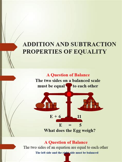 Addition And Subtraction Properties Of Equality Pdf Equations