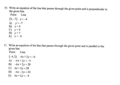 Solved 10 Write An Equation Of The Line That Passes Through