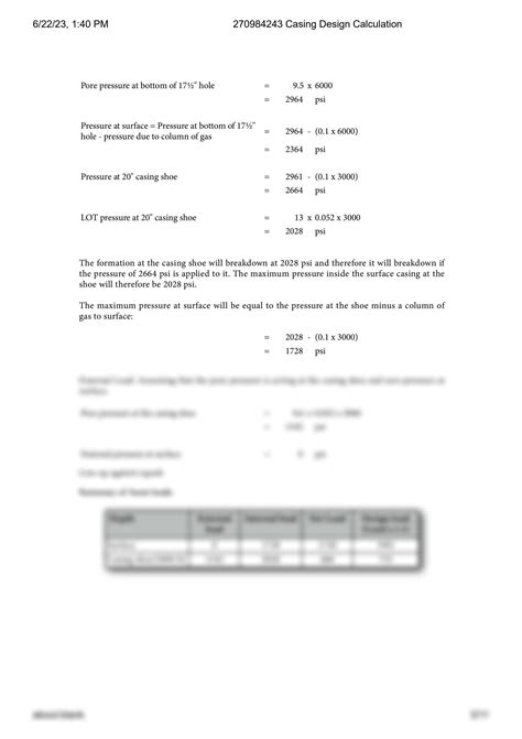 Solution 270984243 Casing Design Calculation Studypool