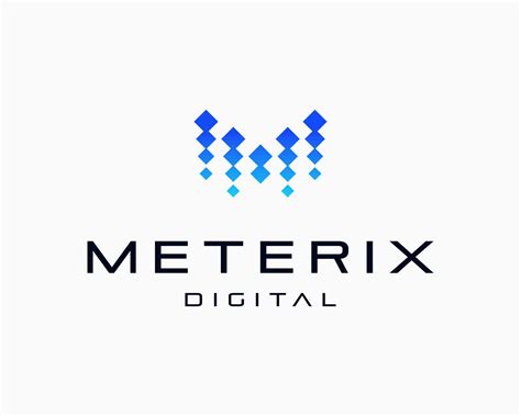 Letter M Technology Innovation Pixel Digital Connection Matrix