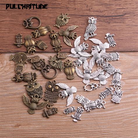 Badu Bg 20 бр Винтидж метални смесени двуцветни произволни талисмани за бухали Животни висулки