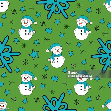 눈사람 전나무 나무와 눈송이와 크리스마스 원활한 패턴 벽지 포장지 패턴 채우기 겨울 인사말 웹 페이지 배경에 적합 12월에 대한 스톡 벡터 아트 및 기타 이미지 Istock