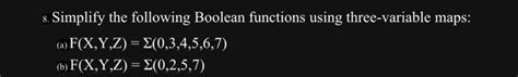 Solved 8 Simplify The Following Boolean Functions Using