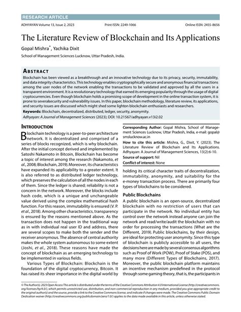 Pdf The Literature Review Of Blockchain And Its Applications