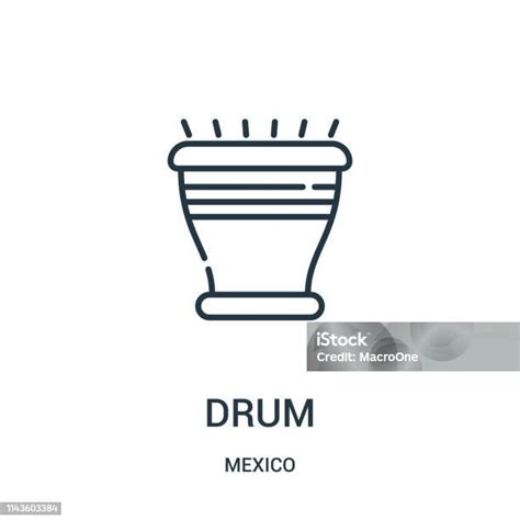 멕시코 컬렉션에서 드럼 아이콘 벡터 얇은 라인 드럼 개요 아이콘 벡터 일러스트 레이 션입니다 기타 현악기에 대한 스톡 벡터 아트 및 기타 이미지 Istock