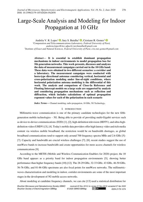 Pdf Large Scale Analysis And Modeling For Indoor Propagation At 10 Ghz