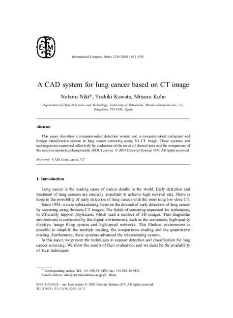 Pdf A Cad System For Lung Cancer Based On Ct Image Noboru Niki