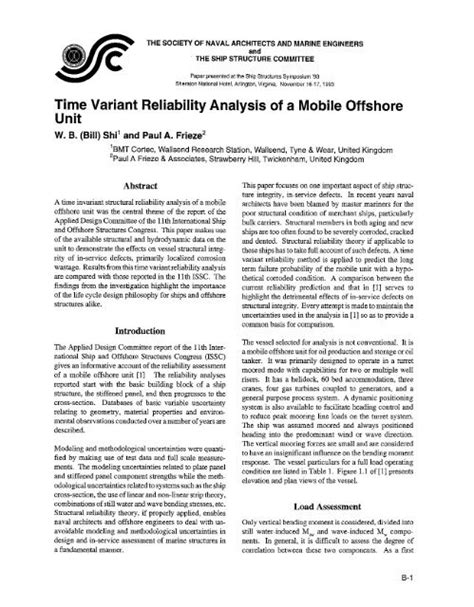 Time Variant Reliability Analysis Of A Mobile Offshore Unit