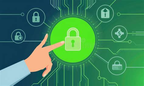 Hand Pressing Digital Lock Symbol Representing Cybersecurity And Data