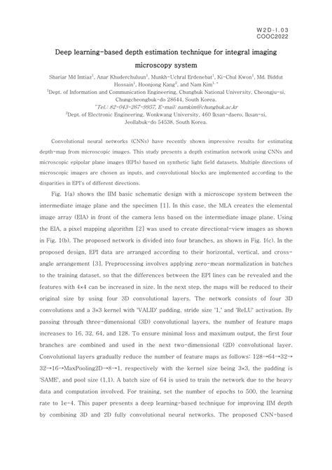 Pdf Deep Learning Based Depth Estimation Technique For Integral