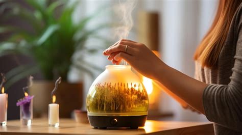 Premium AI Image Woman Closeup Hands Adding Essential Oil To Aroma Diffuser