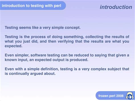 Introduction To Testing With Perl Ppt