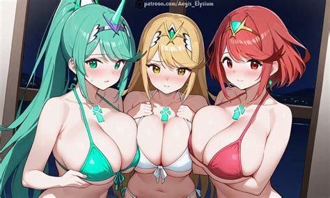 Sexy Bikini Pneuma Mythra And Pyra By Aegiselysium On Deviantart