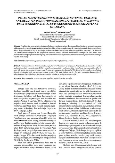 Pdf Peran Positive Emotion Sebagai Intervening Variable Antara Sales