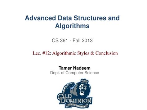 PPT Advanced Data Structures And Algorithms CS 361 Fall 2013