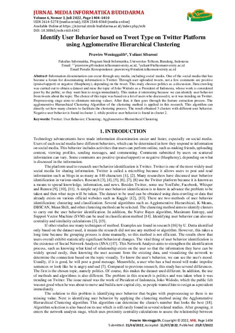 Pdf Identify User Behavior Based On Tweet Type On Twitter Platform