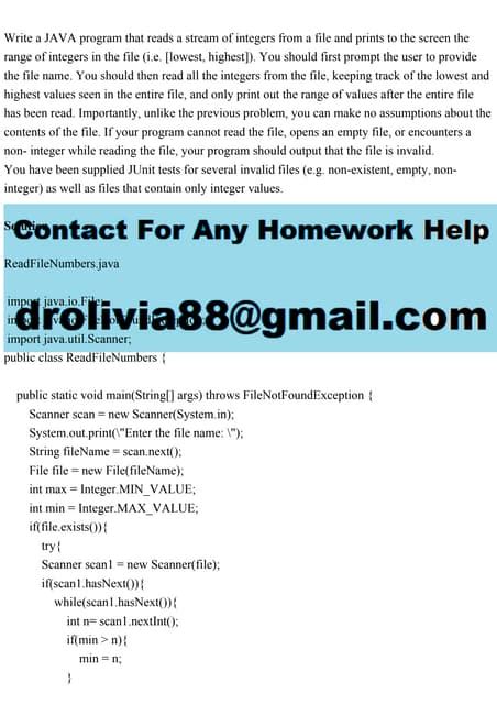 Write A Java Program That Reads A Stream Of Integers From A File Andpdf