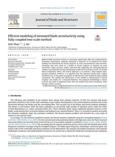 Pdf Efficient Modeling Of Mistuned Blade Aeroelasticity Using Fully