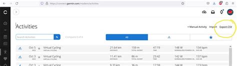 What S The Easiest Way To Export The Activities Data To Excel In A Tabular Way Garmin Connect
