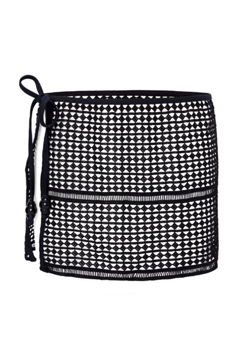 Lovekini Sofia Black Mesh Skirt Embellished With Black Drop Details