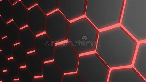Abstract Glowing Hexagon Pattern Futuristic Technology Red Stock