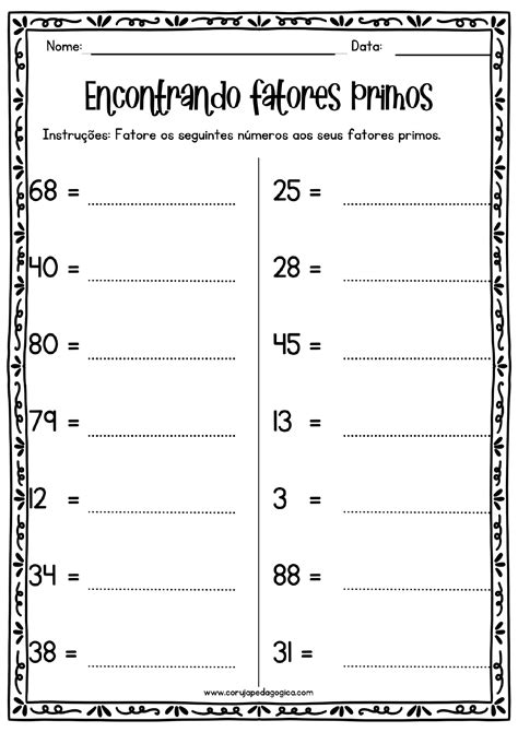 Exercicios De Decomposição Em Fatores Primos Fdplearn