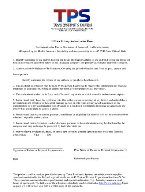 Fillable Online Hipaa Privacy Authorization For Protected Health Information 2023 Fax Email