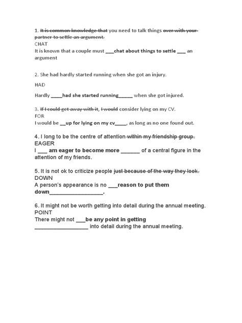 Sentence Transformation C1 Pdf