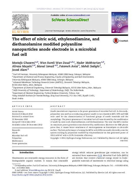 Pdf The Effect Of Nitric Acid Ethylenediamine And Diethanolamine Modified Polyaniline