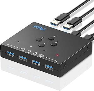 EKL USB Switch Computers Sharing USB Peripheral Devices Switcher Hub For PC Laptop Mouse