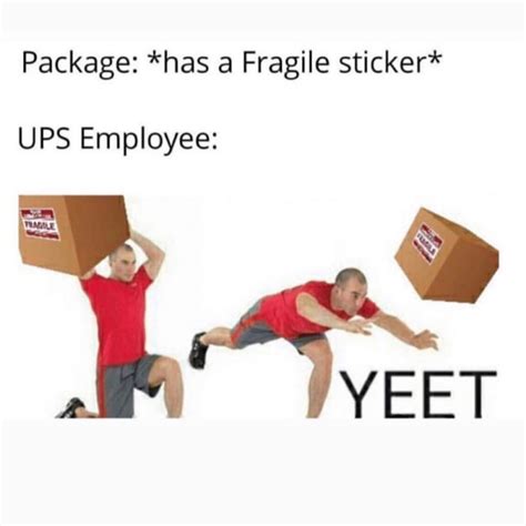 Package Has A Fragile Sticker Ups Employee Yeet Funny